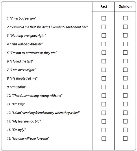 Cognitive Behavioural Therapy Worksheets