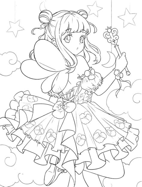 Anime Girl With Wings Coloring Page Free Printable Coloring Pages