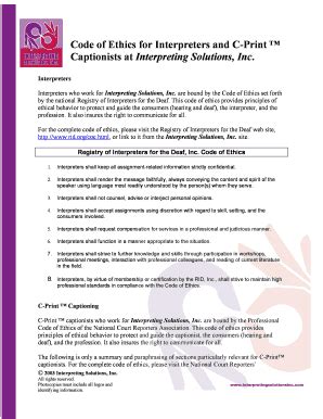 Fillable Online Code Of Ethics For Interpreters And C Print Fax Email