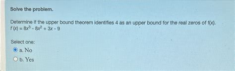solved solve the problem determine if the upper bound