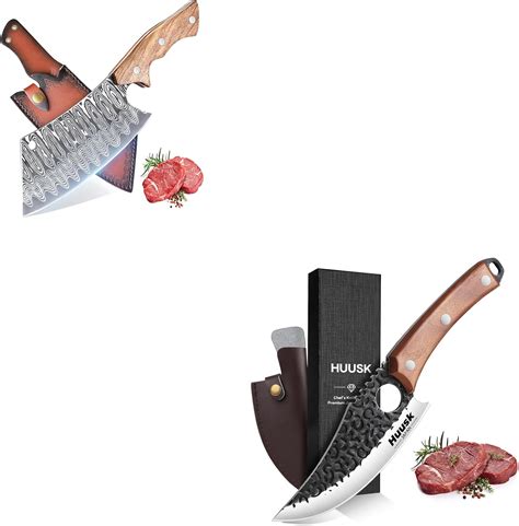 Amazon Huusk Hand Forged Meat Cleaver Knife Bundle With