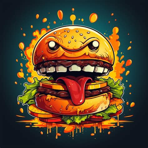 Hamburger De Logo De Dessin Animé Photo Premium