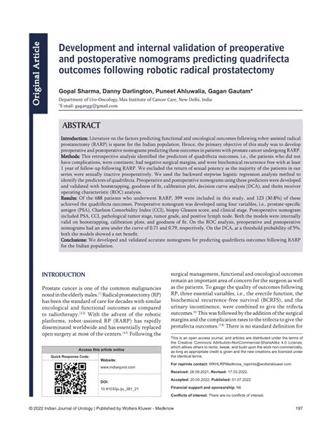 pdf development and internal validation of preoperative and postoperative nomograms predicting