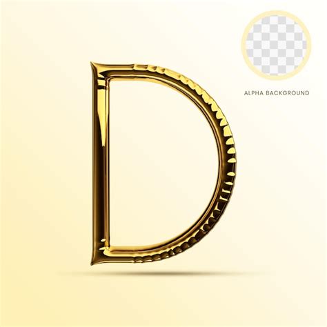 Mayúscula oro letra d modelo 3d Archivo PSD Premium