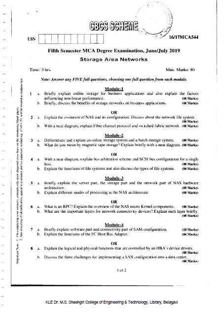 Visvesvaraya Technological University Mca Cbcs Fifth Semester