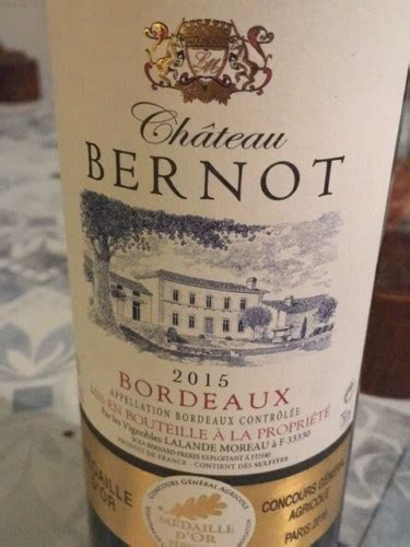 2015 Vignobles Lalande Moreau Château Bernot Bordeaux Vivino