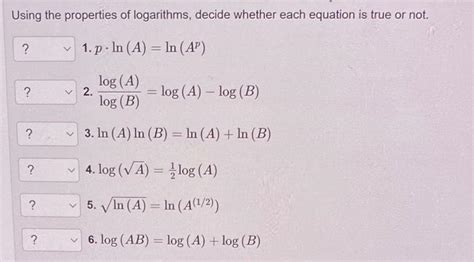 solved using the properties of logarithms decide whether