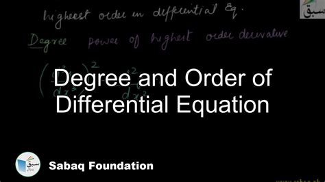 degree and order of differential equation math lecture sabaq pk youtube