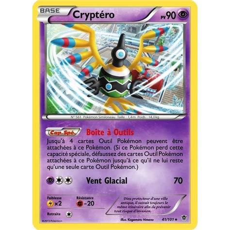 carte Pokémon 041 101 Cryptéro 90 PV Série BW Explosion Plasma NEUF