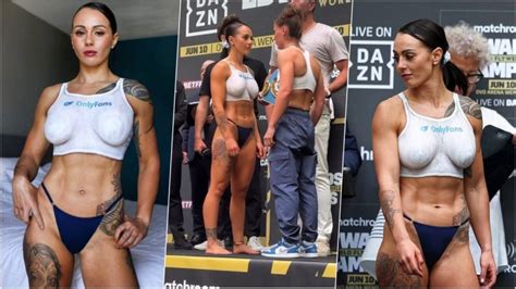 Topless Boxer Cherneka Johnson Poses With Body Paint During The Weigh