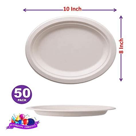 Oval Super Rigid Paper Plates Extra Strength White Disposable Bagasse