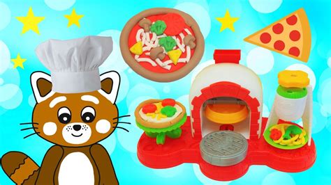 Pukkins gör roliga pizzor i Play Doh Lek och lär dig färger Lek med