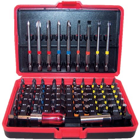 Coffret De 69 Embouts De Vissage 1 4 Longs Avec Bague De Couleur