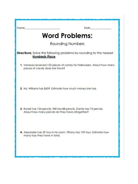 Rounding Word Problems Online Exercise For Live Worksheets