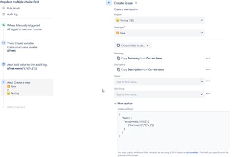 how to copy values between multiple choice fields via automation jira atlassian documentation