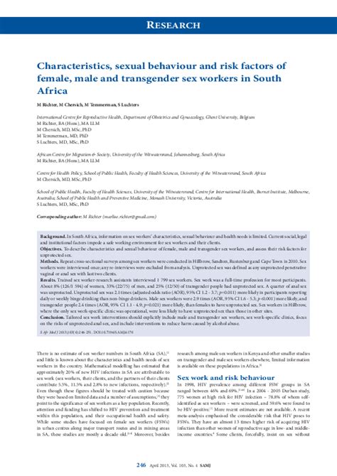 pdf characteristics sexual behaviour and risk factors of female male and transgender sex