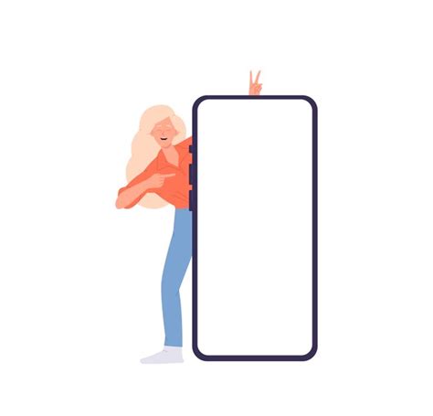 Premium Vector Happy Emotional Hipster Woman Peeking Out From Behind