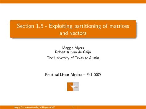 pdf section 1 5 exploiting partitioning of matrices and vectors · section 1 5 exploiting