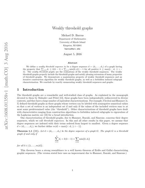 pdf weakly threshold graphs