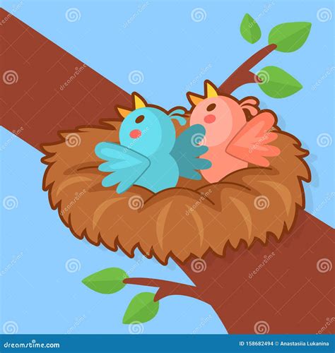 Baby Birds In The Nest Stock Vector Illustration Of Character 158682494