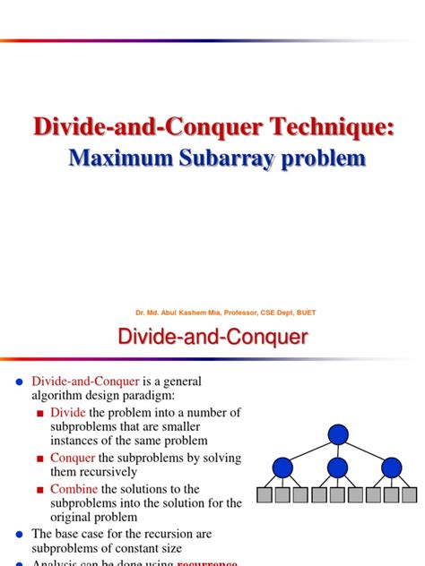 divide and conquer technique maximum subarray problem pdf applied mathematics computing