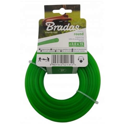 Żyłka tnąca do podkaszarek i kos 3 mm x 15 m zielona okrągła Bradas