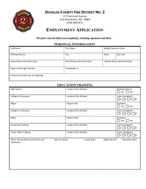 Fillable Online Douglas County Fire District 2 East Wenatchee WA