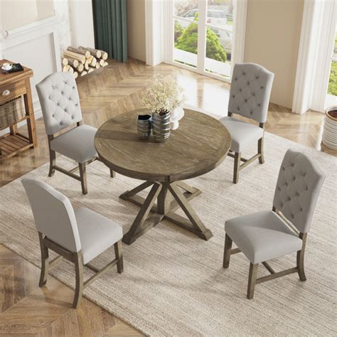 Wildon Home Pieces Wood Dining Table Set With Butterfly Leaf Kitchen