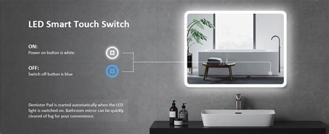 Emke X Mm Backlit Illuminated Bathroom Mirror Wall Mounted