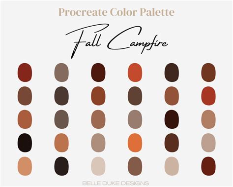 Fall Campfire Theme Procreate Color Palette Fire Color Swatches IPad