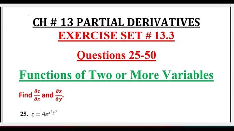 Multivariable Calculus Ex 13 3 Q 25 32 Partial Derivatives Howard
