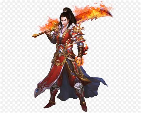 拿火焰大刀的红衣男子古风手绘PNG图片素材下载 图片编号8308702 PNG素材网