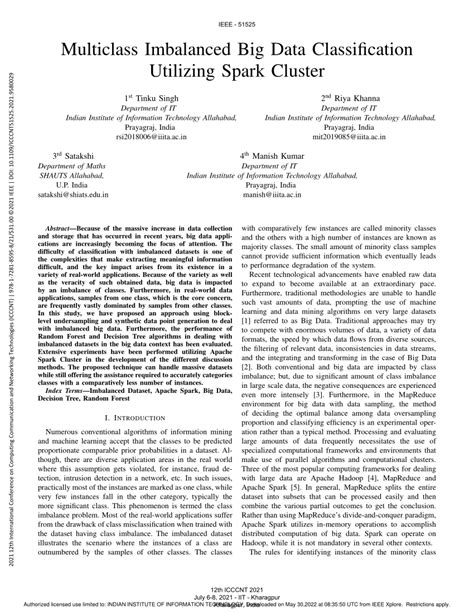 pdf multiclass imbalanced big data classification utilizing spark cluster