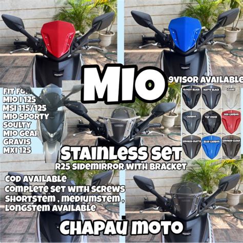 STAINLESS Side Mirror Bracket And Visor Set For Mio I 125 MSI 125 MXI