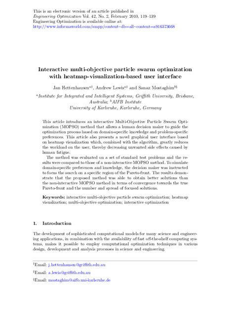 pdf interactive multi objective particle swarm optimization with heatmap visualization based