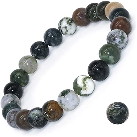 Moss Agate Bracelet Natural Stone Beads Nacrystal