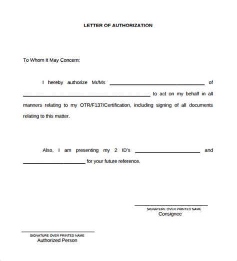 FREE 12 Sample Letter Of Authorization In Word PDF