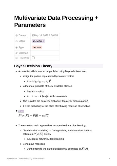 multivariate data processing parameters multivariate data processing parameters created