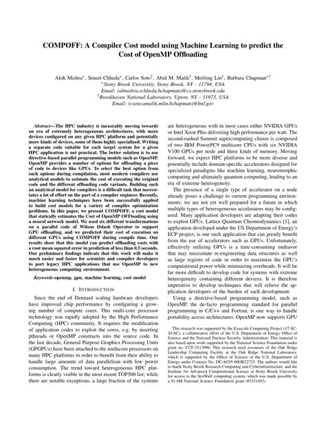 pdf compoff a compiler cost model using machine learning to predict the cost of openmp offloading