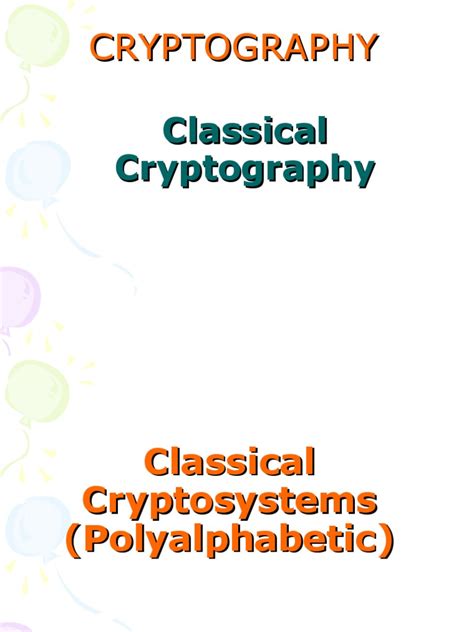 l 3 classical ciphers 2 pdf cipher cryptography