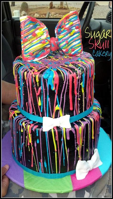 Blue Splatter Paint Cake