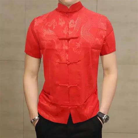 Jual Baju Imlek Cheongsam Pria Motif Naga Satin Sutera Shopee Indonesia