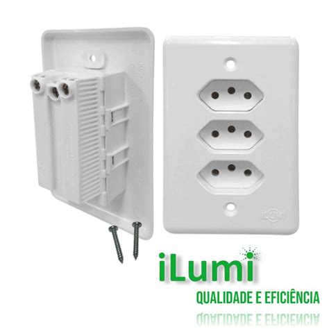 Tomada Tripla Branca 10a 250v Monobloco Stylus Ilumi Shopee Brasil