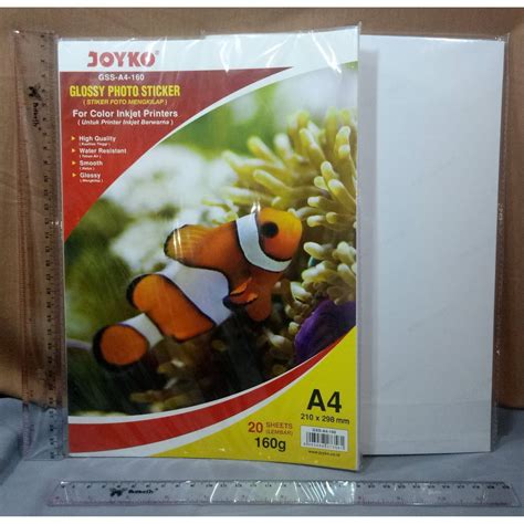 Jual Kertas Foto Glossy Photo Paper Sticker Stiker Joyko A4 160gr 5