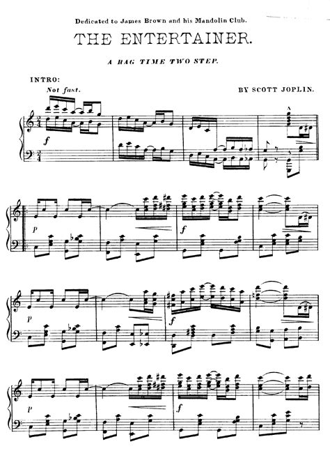 Joplin Scott The Entertainer Full For Piano Free Sheet Music For