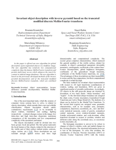 pdf invariant object description with inverse pyramid based on the truncated modified discrete