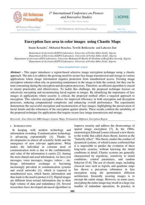 pdf encryption face area in color images using chaotic maps