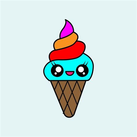Premium Vector Cute Ice Cream Cartoon Vector Illustration