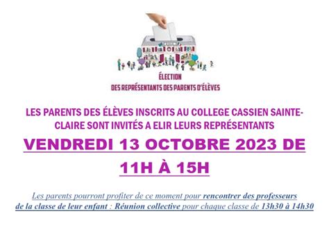 ELECTIONS DES REPRESENTANTS DES PARENTS DELEVES 2023 2024 Collège