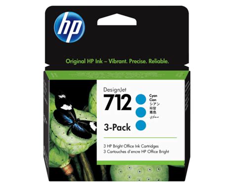 Pack De 3 Cartucho De Tinta HP 712 Cian DesignJet Original 3ED77A